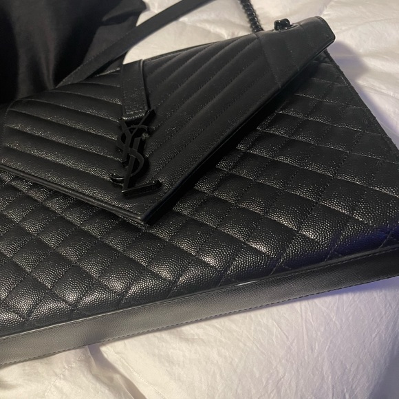 Yves Saint Laurent | Bags | Ysl Large Black Envelope Shoulder Bag With ...